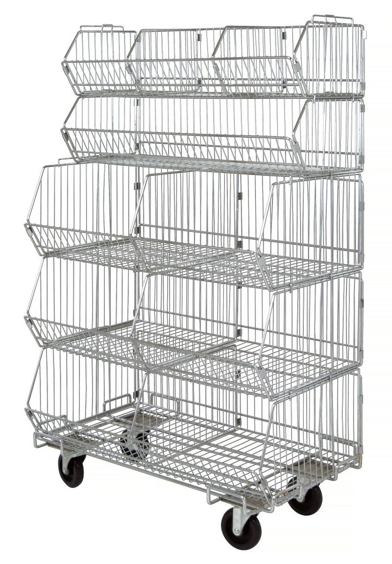 Heavy-Duty Wire Basket Shelving Unit – 5-Tier Stacking Basket Rack for ...