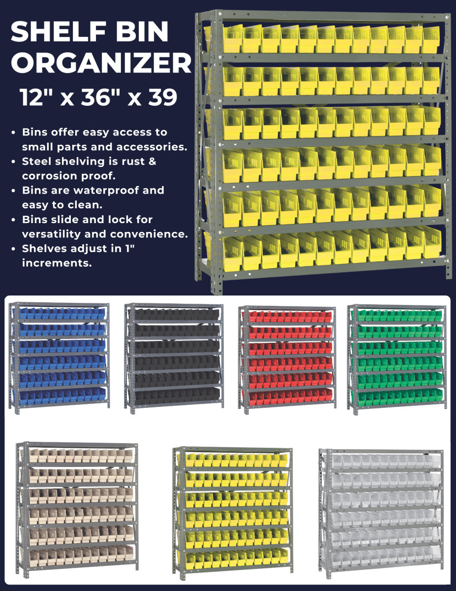 Steel Shelving with Plastic Bins