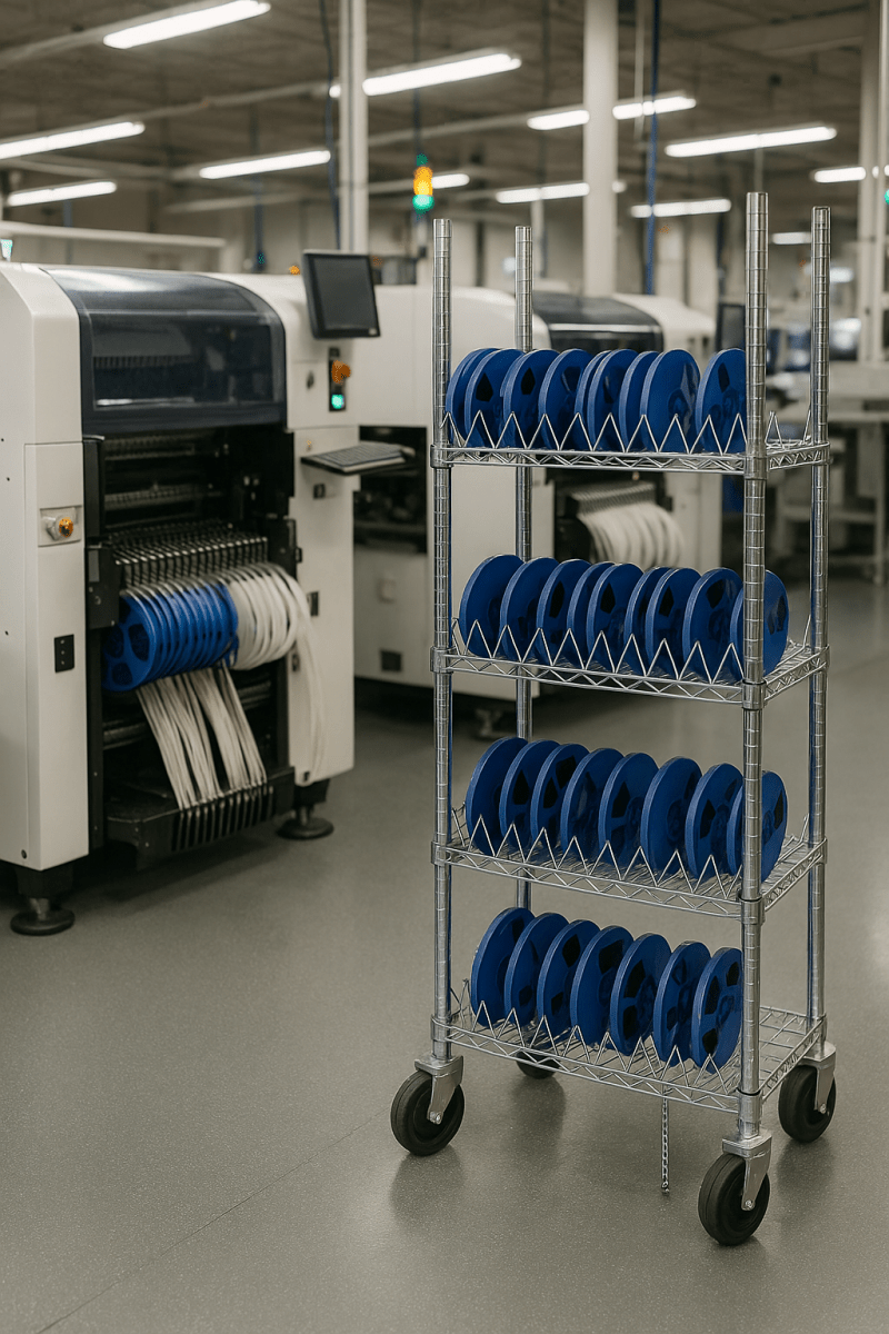 SMT Reel Shelving Carts - ESD Safe, Conductive Reel Carts